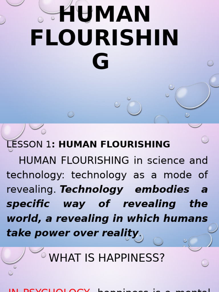 Lesson 1 Human Flourishing | PDF | Happiness | Hypothesis