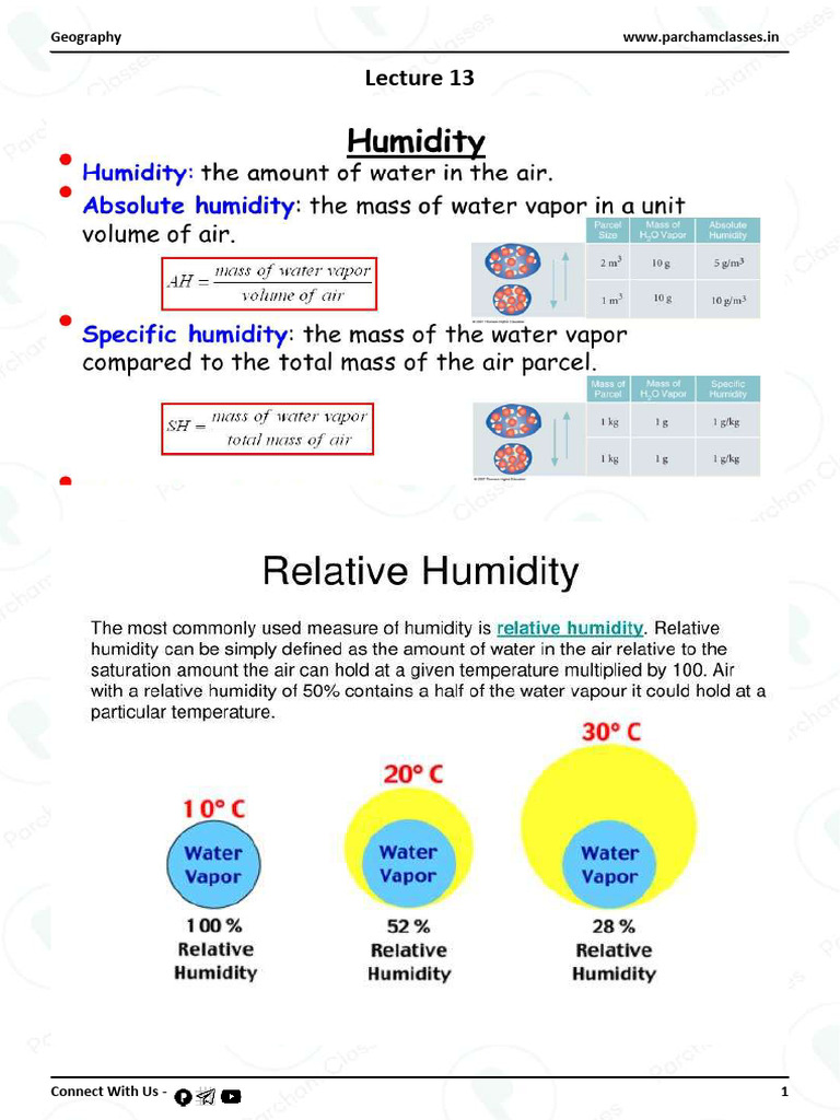 Lecture 13 Humidity | PDF | Cloud | Fog