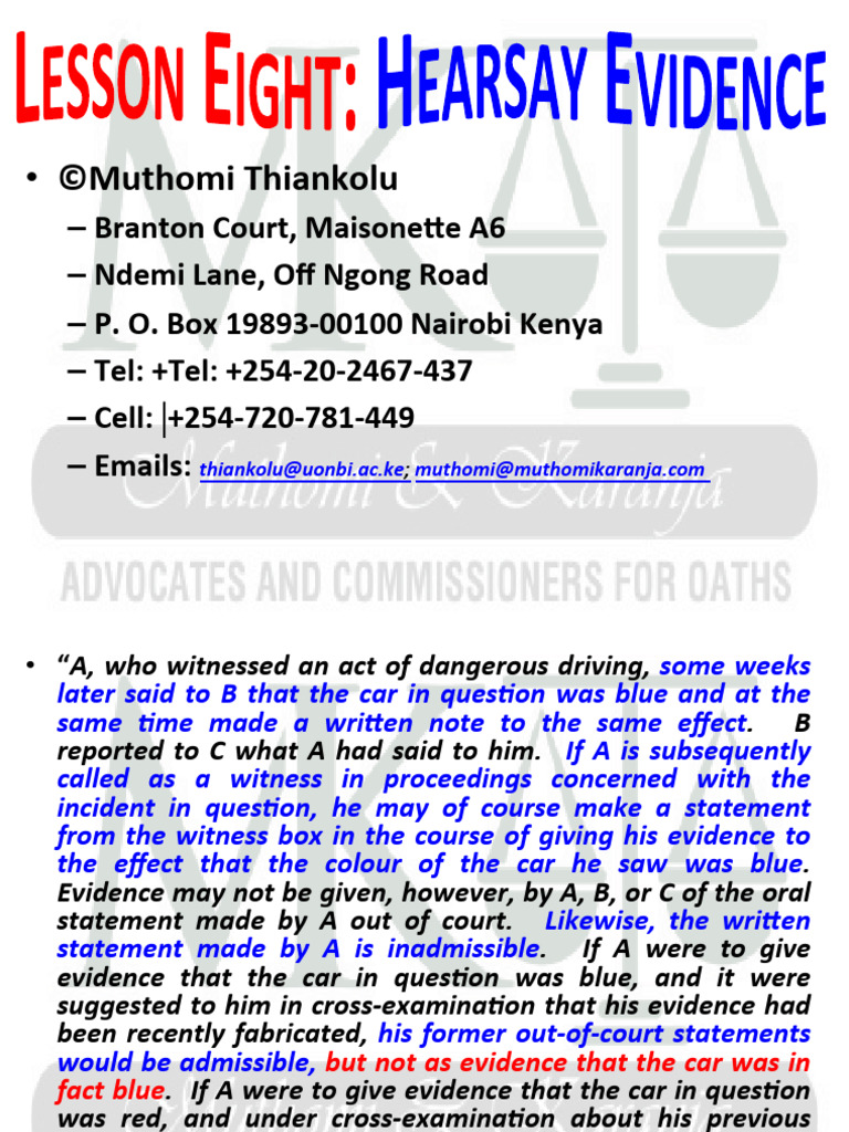 Understanding Hearsay Evidence Rules | PDF | Hearsay | Witness