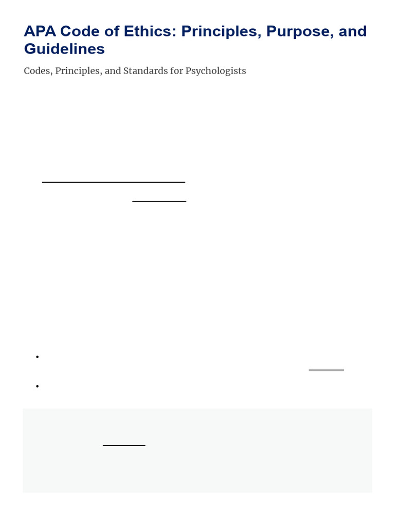 APA Code of Ethics (Simplified) | PDF | American Psychological ...