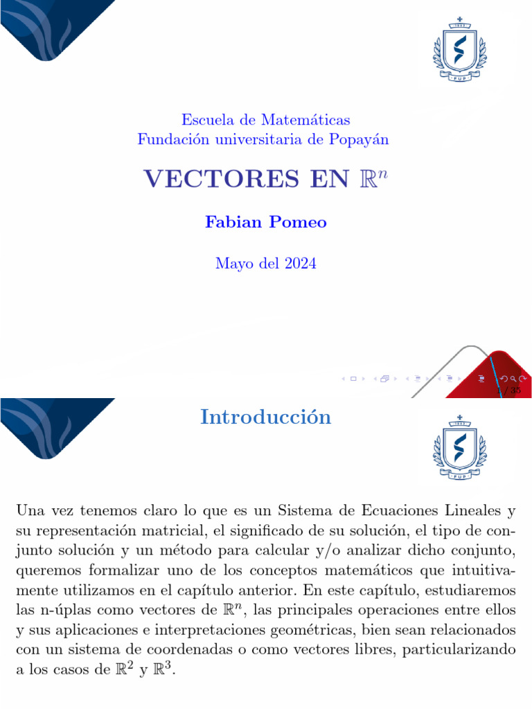 VECTORES EN Rn FUP | PDF | Vector Euclidiano | Espacio vectorial