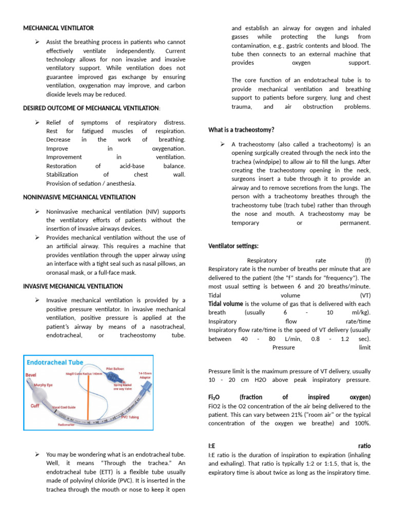 MECHANICAL-VENTILATOR-NOTES | PDF | Breathing | Respiratory System