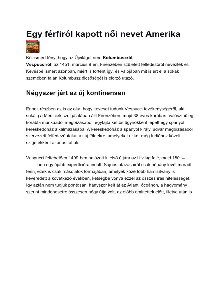 Egy Férfiról Kapott Női Nevet Amerika | PDF