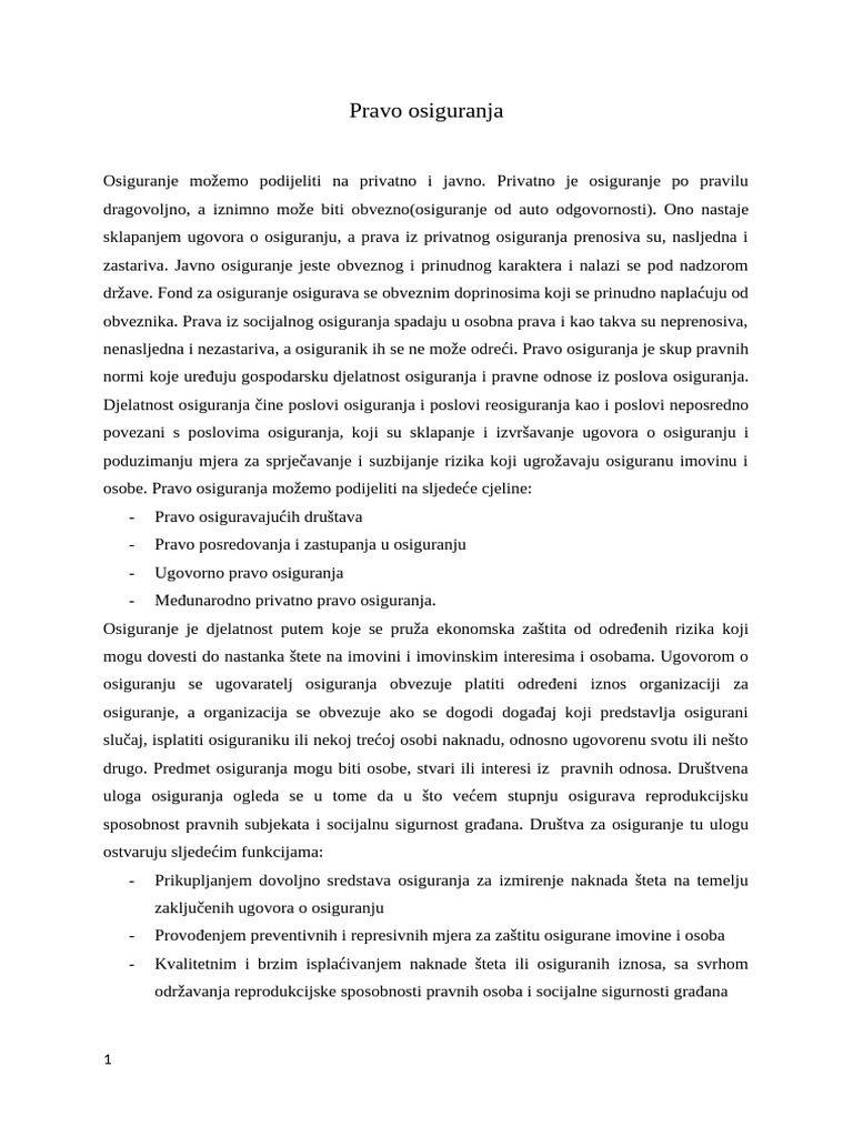Pravo osiguranja | PDF