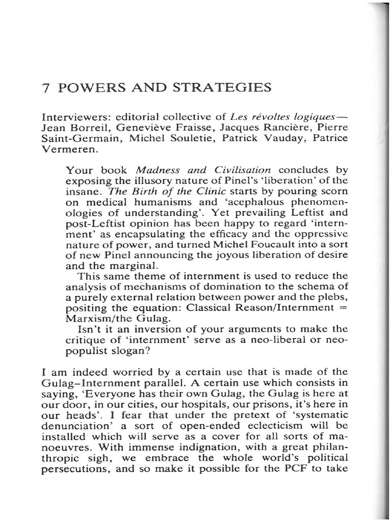 Foucault - Power and Strategies | PDF