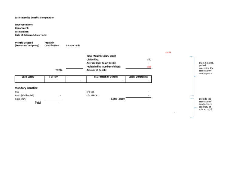 Maternity Calculation Worksheet | PDF | Salary | Public Finance