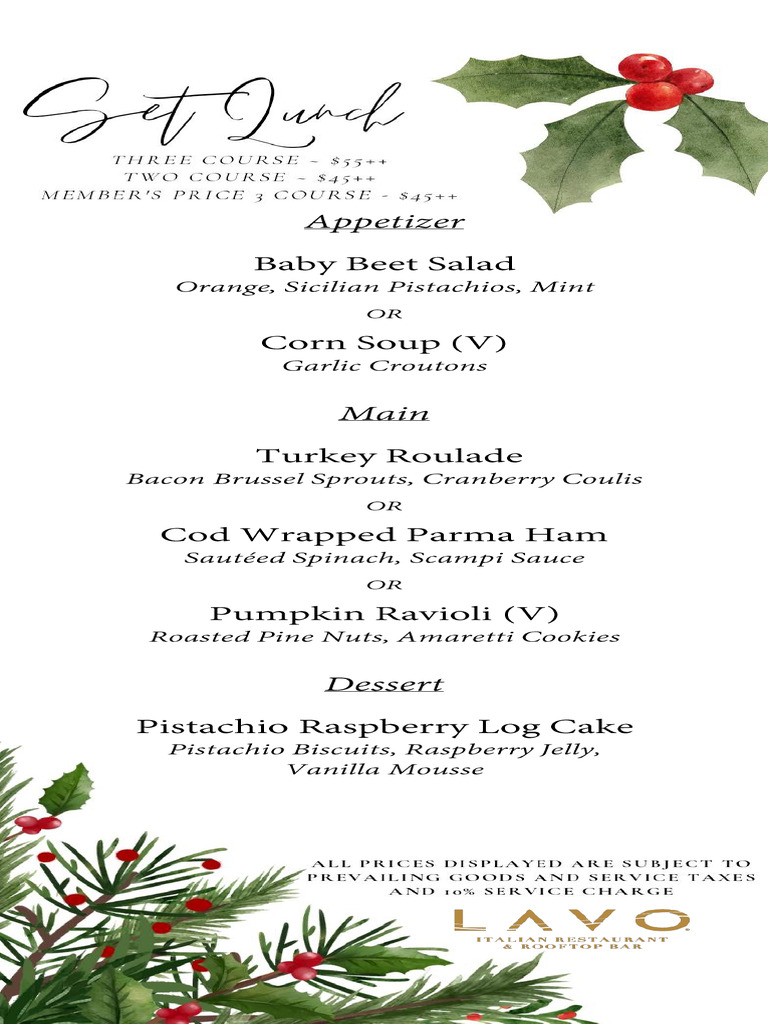 Lavo Set Lunch Menu | PDF