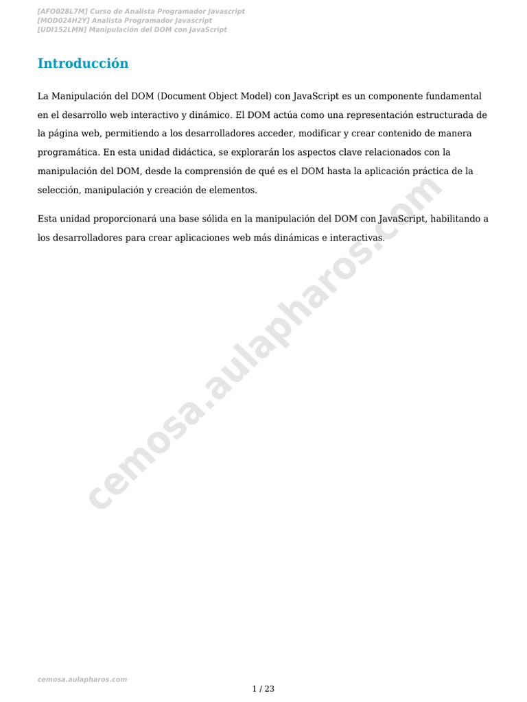 3 - Manipulación Del DOM Con JavaScript | PDF | Modelo de objeto de documento | Script Java