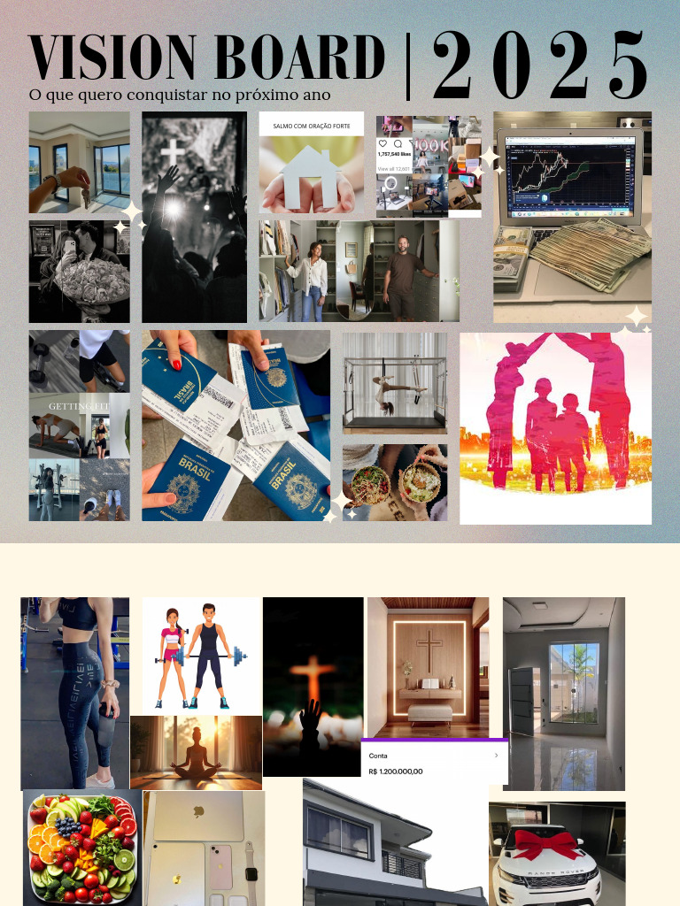 Montagem de Fotos Vision Board Simples Colorido | PDF