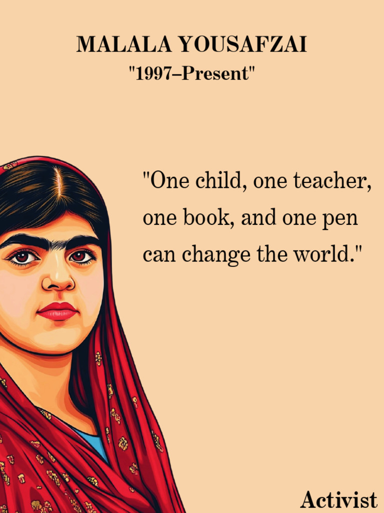 Malala Yousafzai: "One Child, One Teacher, One Book, and One Pen Can ...