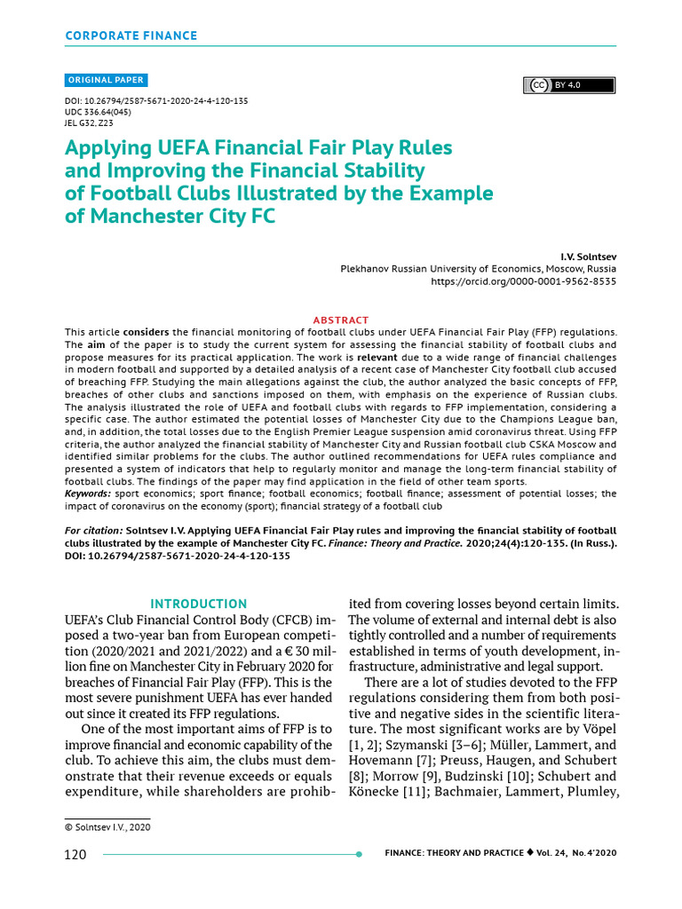 Applying UEFA Financial Fair Play Rules and Improv | PDF | Debt ...