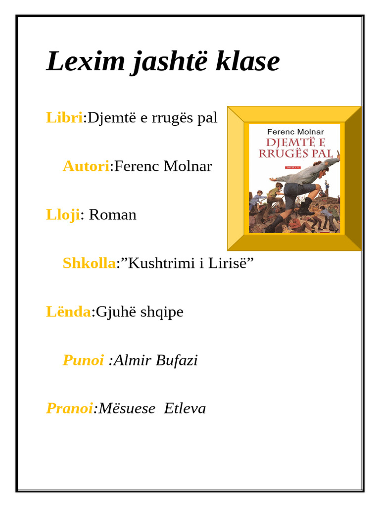 Lexim Jashtë Klase D.RR - Pal | PDF