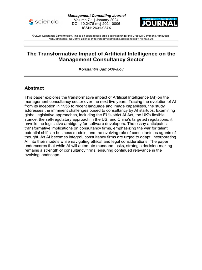 Transformative Impact of Artificial Intelligence (AI) On The ...