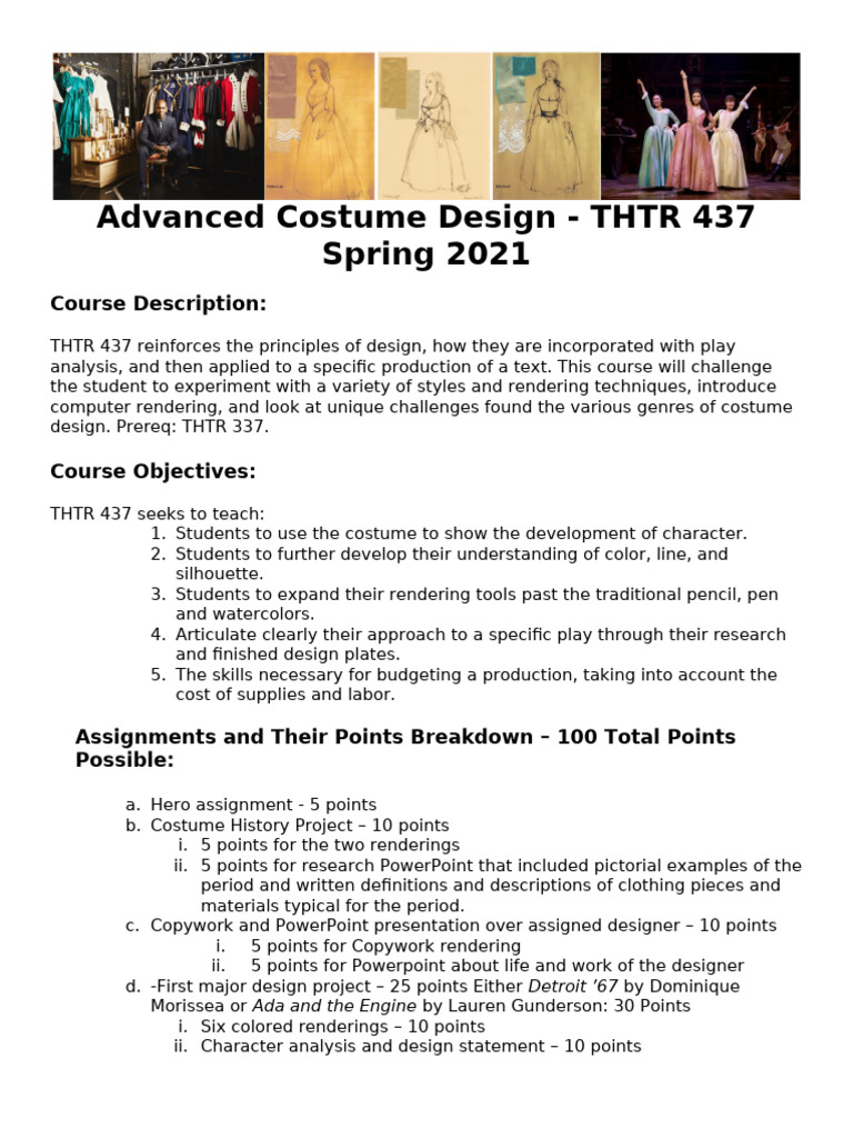 Advanced Costume Design Syllabus(3) | PDF | Watercolor Painting | Drawing