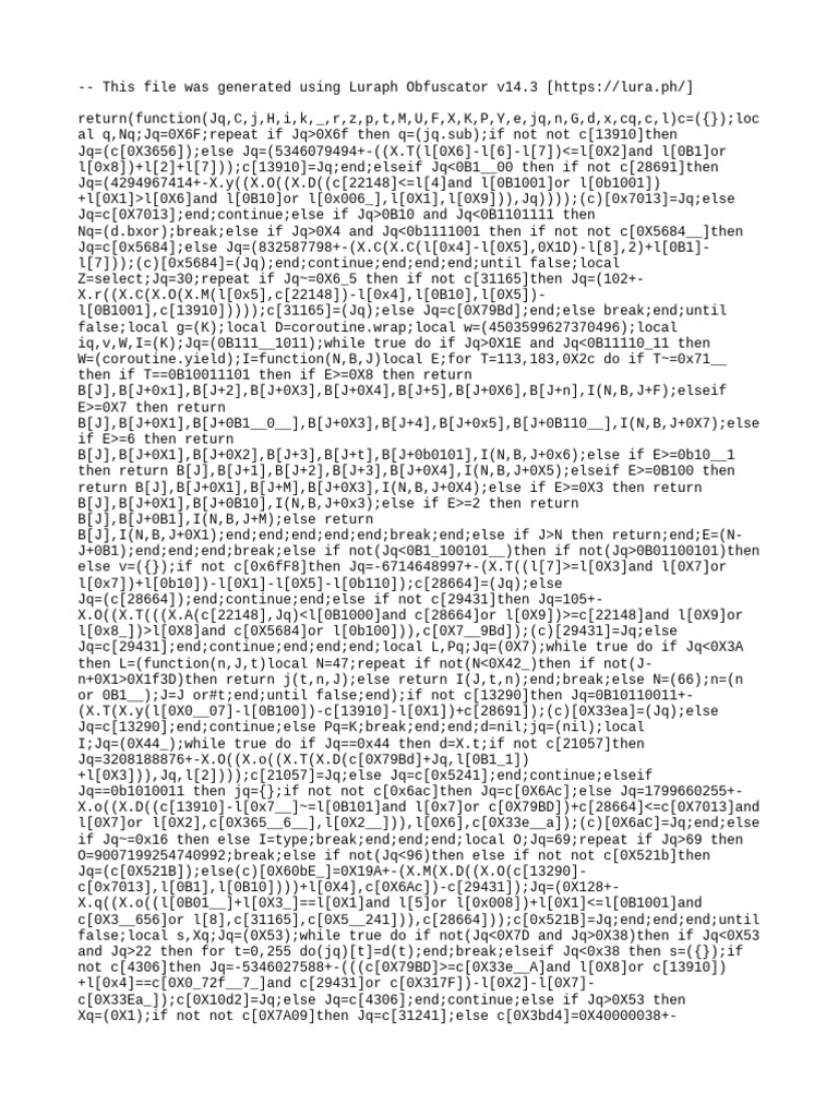 Luraph Obfuscator v14.3 Output | PDF