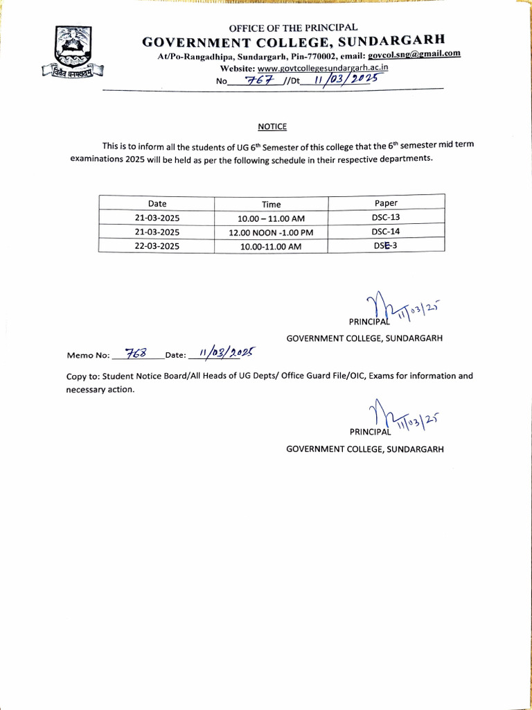 UG 6th Sem MidTerm Exam 2025 | PDF