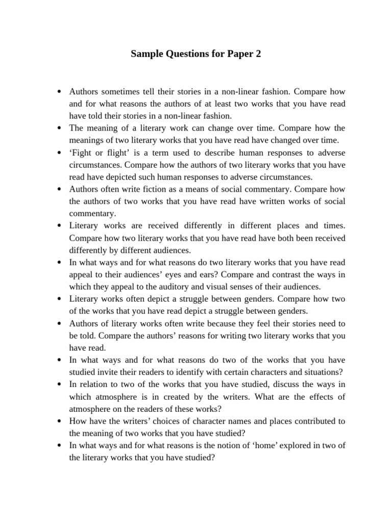 Sample Questions For Paper 2 | PDF