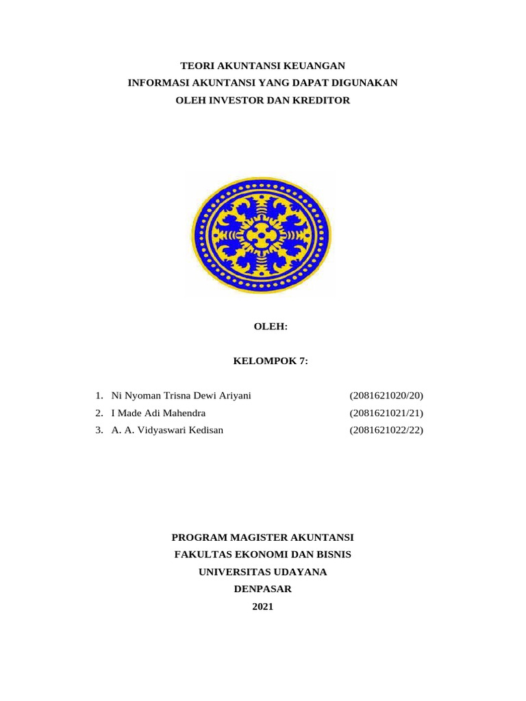 Informasi Akuntansi untuk Investor dan Kreditor | PDF