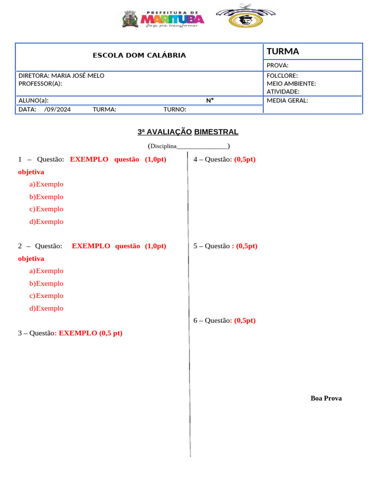 Modelo de Prova | PDF