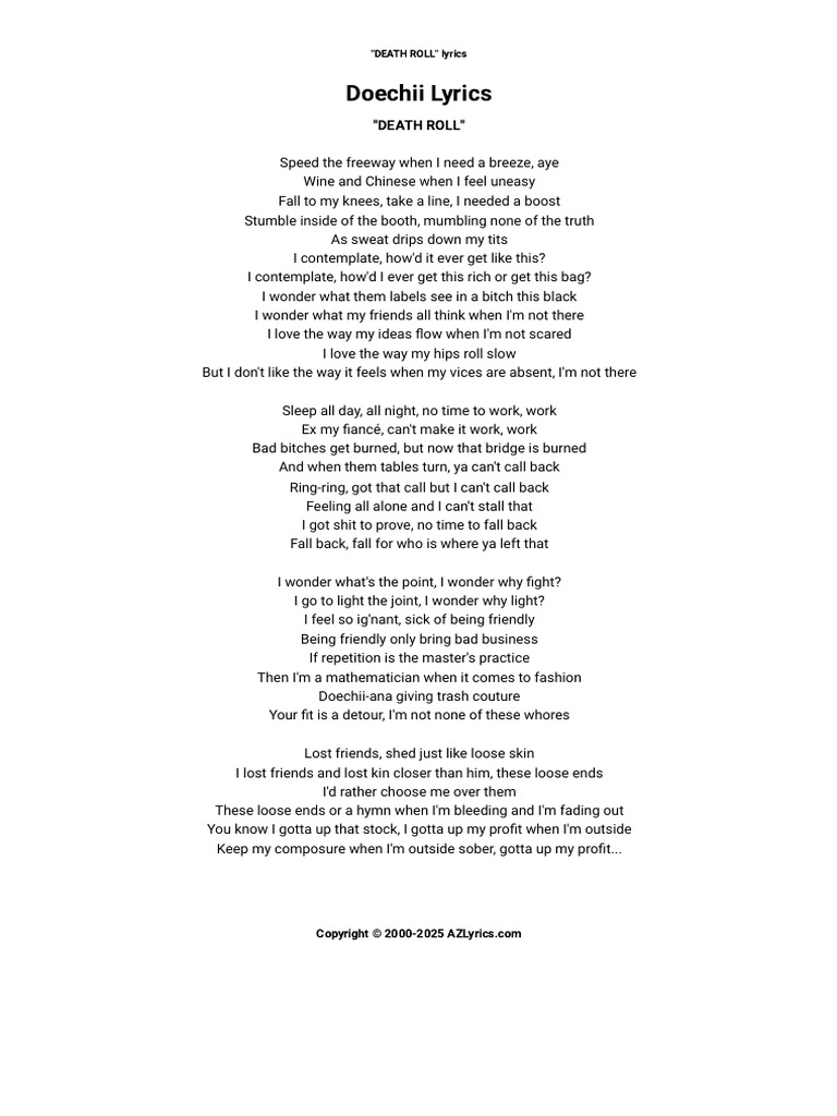 Doechii's "Death Roll" Lyrics Analysis | PDF
