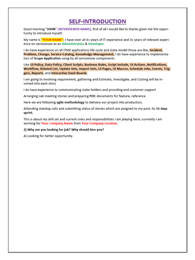 Self Intoduction & Top 100 Questions | PDF | Client–Server Model ...