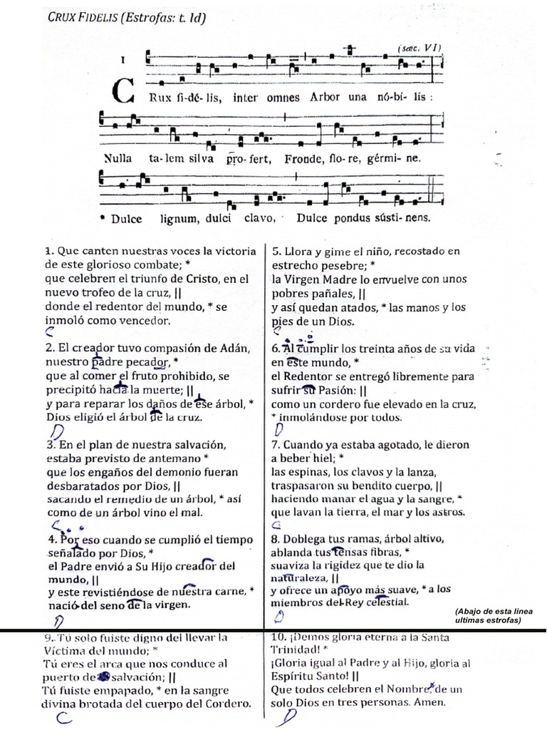 Letra en español de Crux Fidelis | PDF