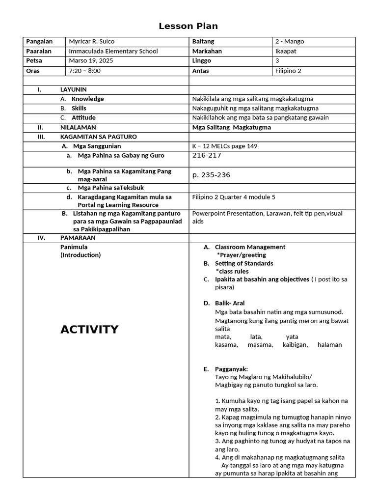 Lesson Plan Fully Translated Final | PDF