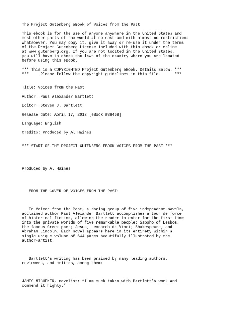 Voices From The Past | PDF