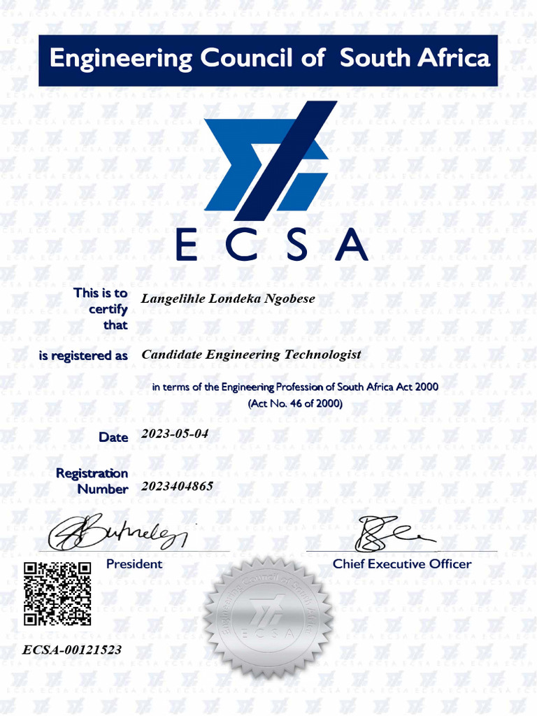Lihle ECSA CERTIFICATE | PDF