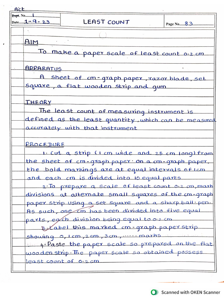 CL XI ACT - 1 (Least Count) | PDF