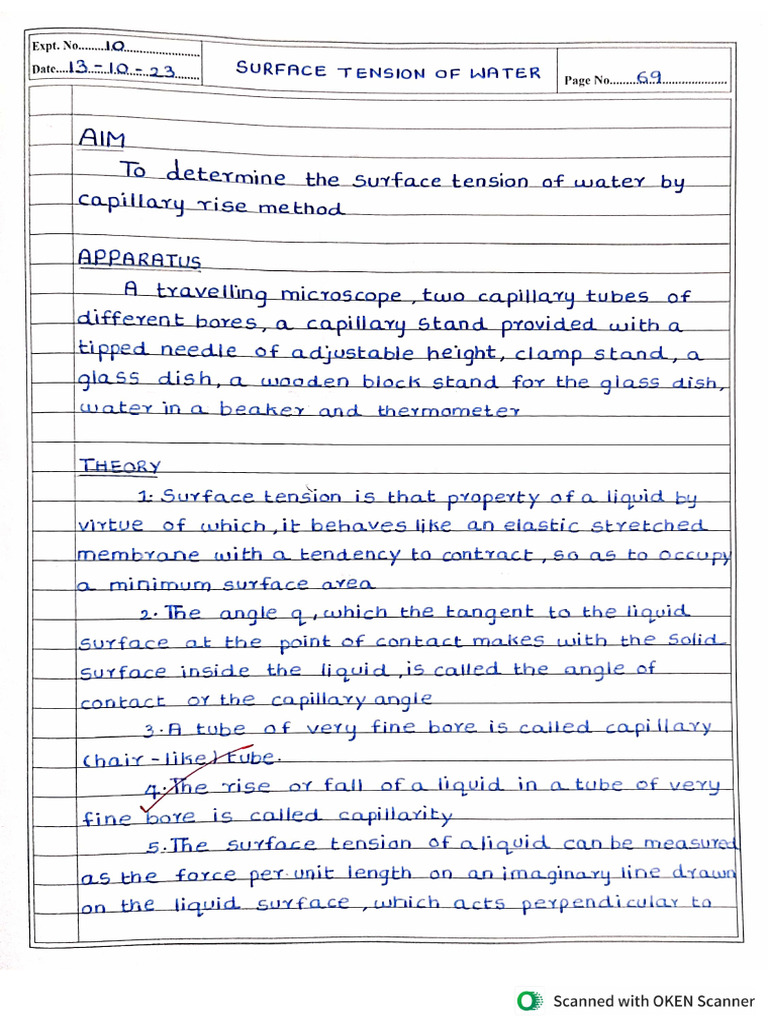 CL XI EXP - 10 (Surface Tension) 1 | PDF