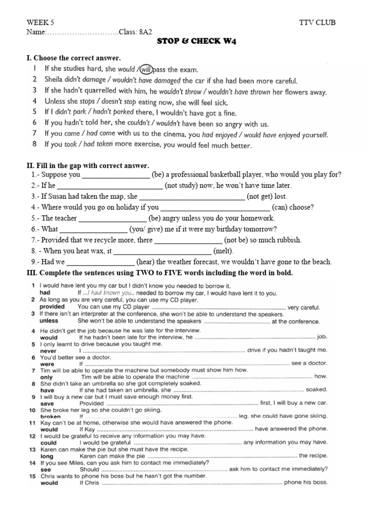 Week 5 Grammar Exercises for 8A2 | PDF