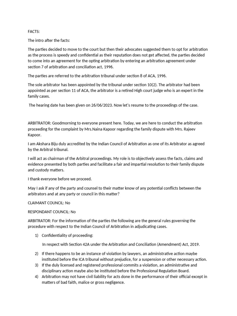 Arbitration Simulation Dialogues | PDF | Arbitral Tribunal | Arbitration