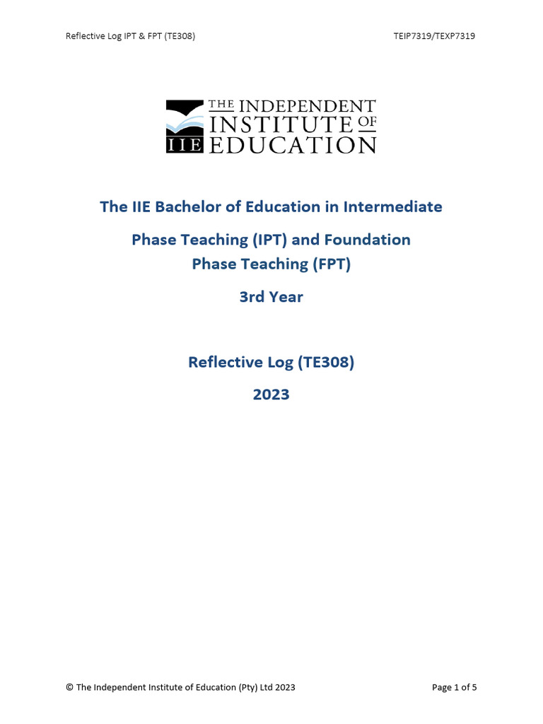 TEIP7319-TE308 Reflective Log | PDF | Teaching | Human Communication