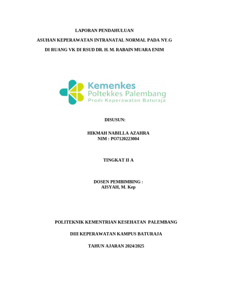 Asuhan Keperawatan Intranatal Normal | PDF
