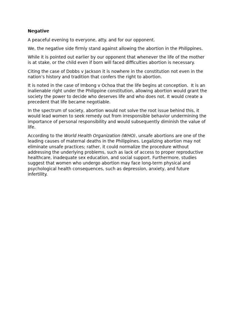 Abortion Negative Stand | PDF