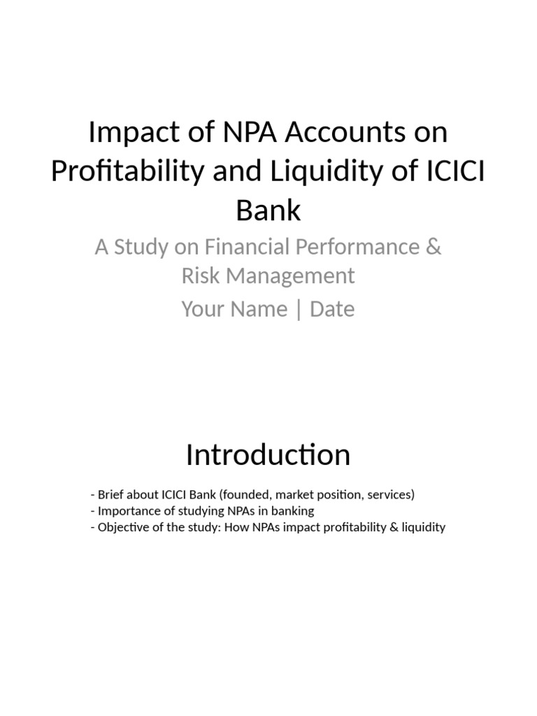 NPA Impact on ICICI Bank's Profitability | PDF