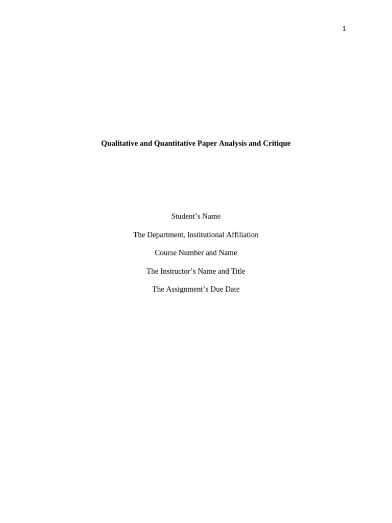 Qualitative and Quantitative Paper Analysis and Critique | PDF ...