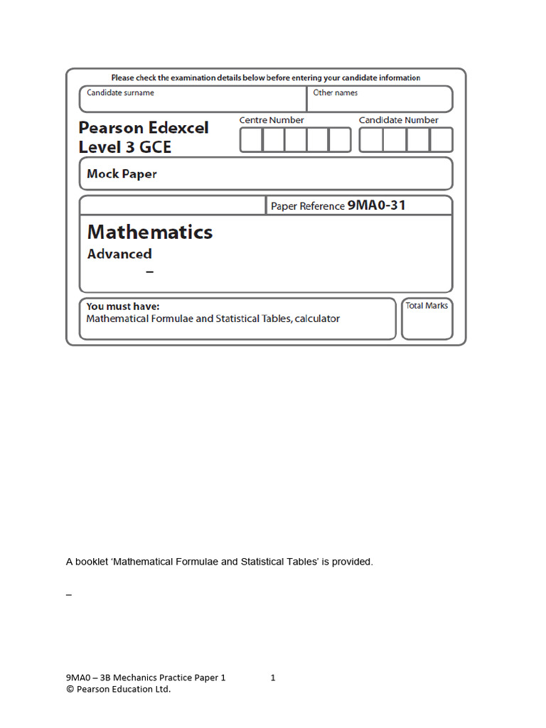 Mechanics Practice Paper 1 Overview | PDF | Force | Friction