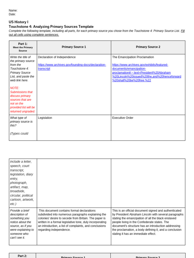 US History I Touchstone 4 Template | PDF | Confederate States Of ...