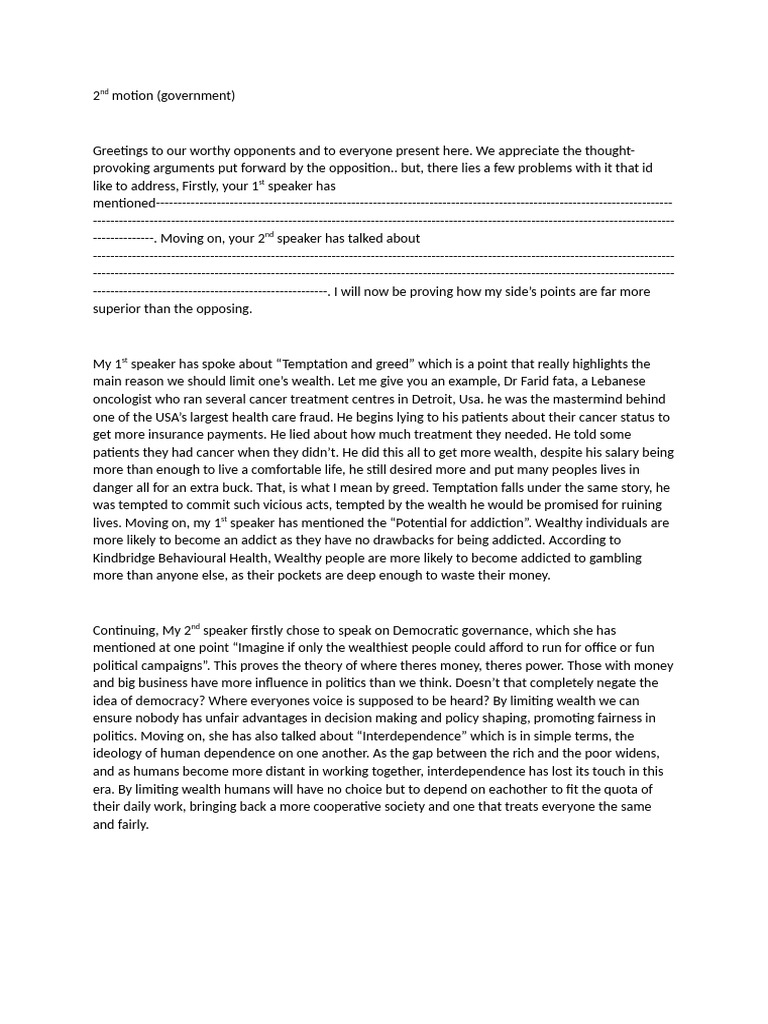 Debate (Opposition and Government) Ideas | PDF