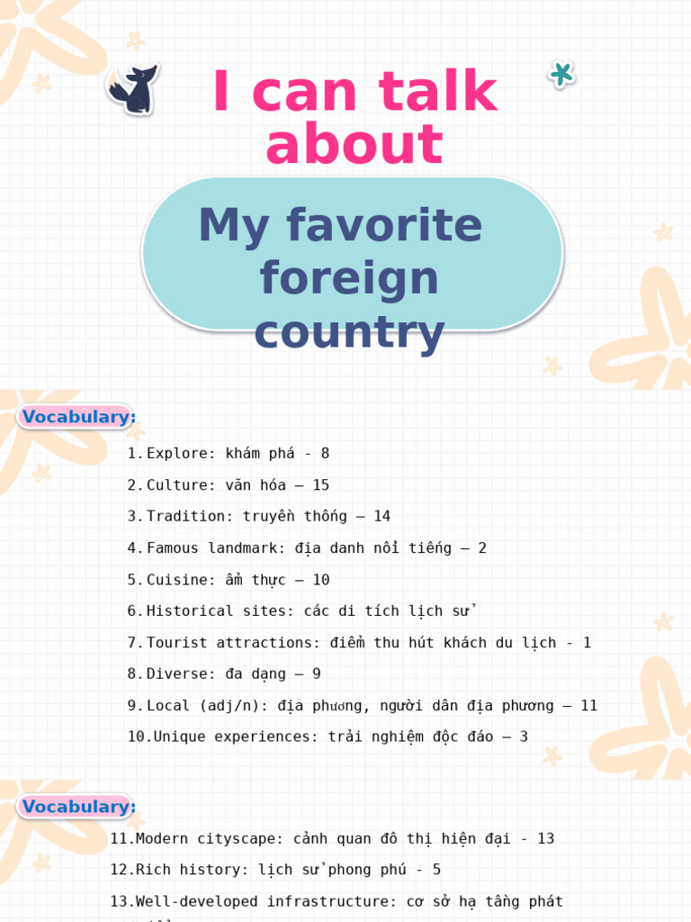 Discussing Favorite Foreign Countries | PDF | Vietnam