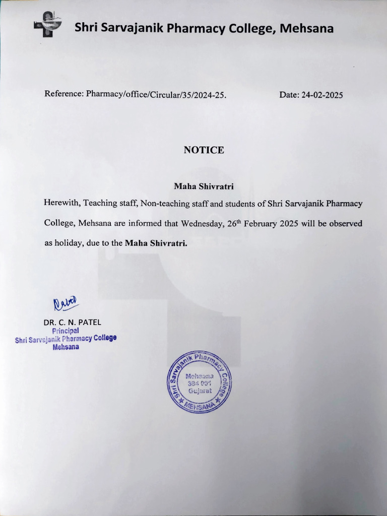 Holiday Notice 2025 | PDF