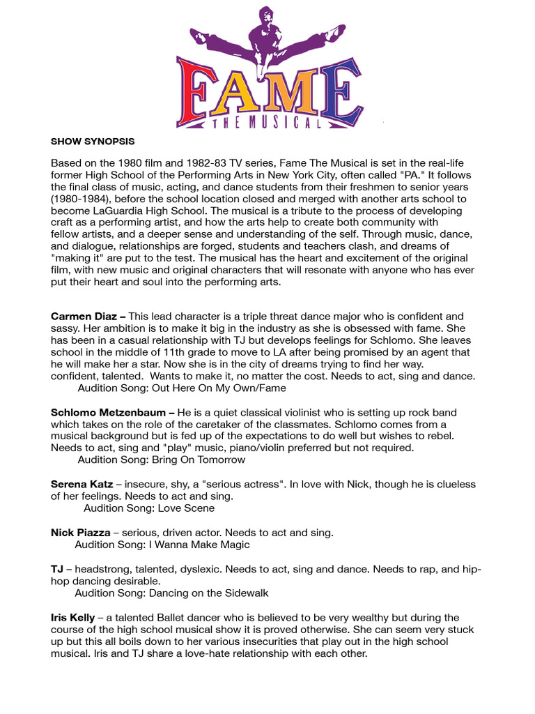 Fame Auditions - 20250302023840 | PDF | Audition | Songs