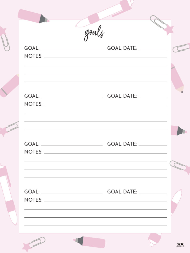 Goal Setting Template with Notes | PDF