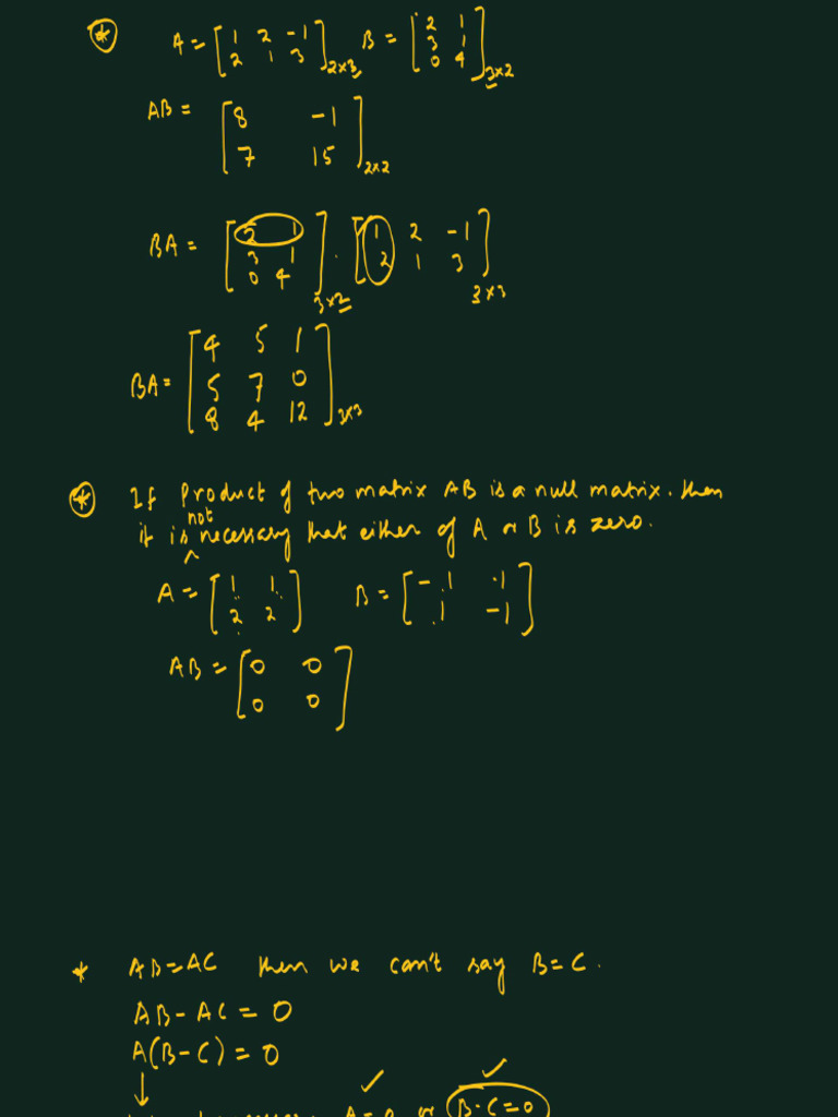 Matrices & Determinants - L-02 (Class Notes) - Multiplication of ...