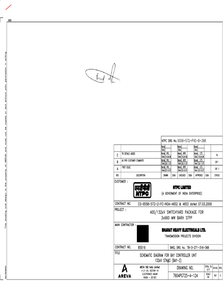 SCHEMATIC DIAGRAM FOR BAY CONTROLLER UNIT 132KV STN#2(BAY-2) | PDF