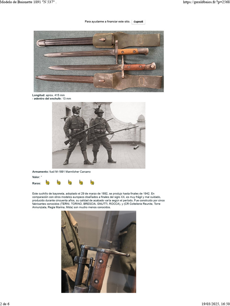 ITA Modelo de Baionette 1891 - N 537 - . | PDF