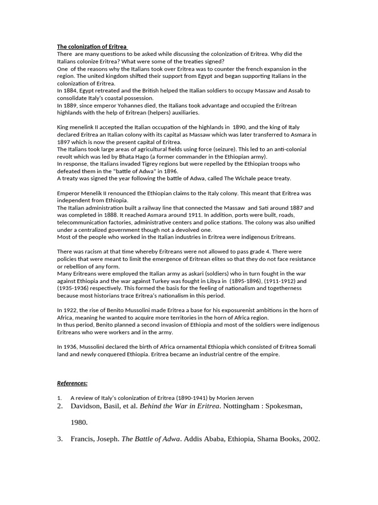 The colonization of Eritrea | PDF | Eritrea | Ethiopia