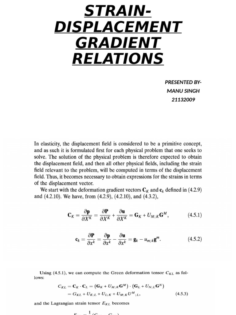 Strain-Displacement Gradient Relations | PDF